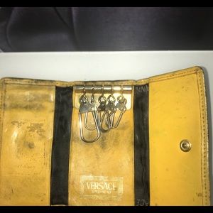 Versace | Bags | Versace Yellow And Gold Keyholder Trifold Wallet ...